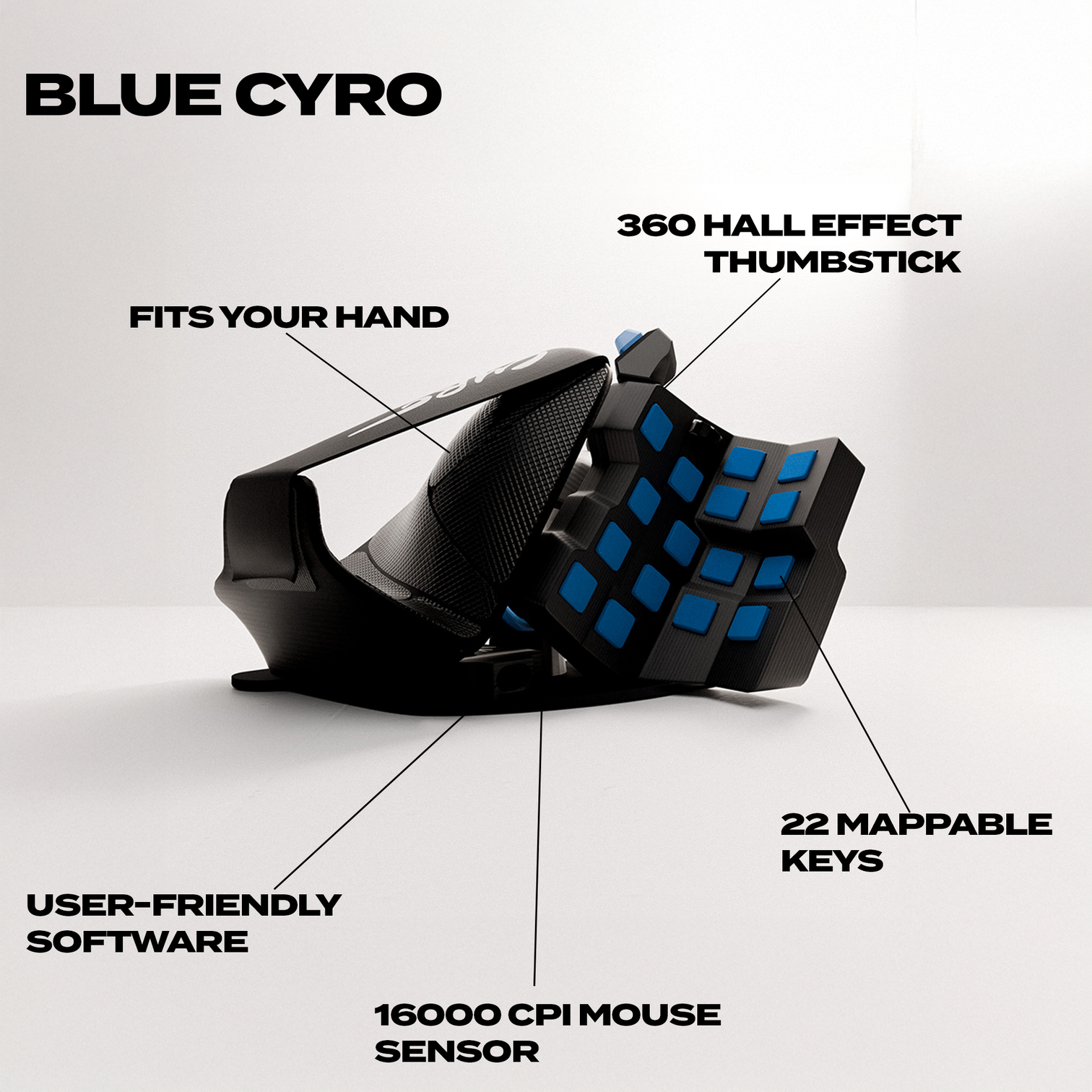 Azeron Cyro - One-Handed Gaming Mouse with Analog Thumbstick